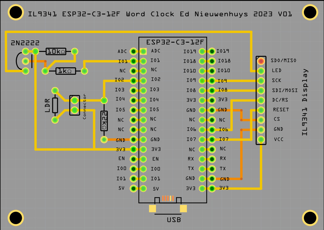 ESP32-C3 ESP32-S3 IL9341 display Word clock